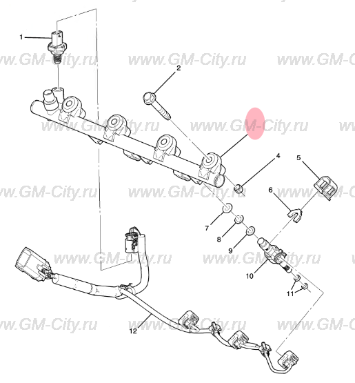 Рампа топливных форсунок левая купить для Chevrolet Traverse II - 12668188