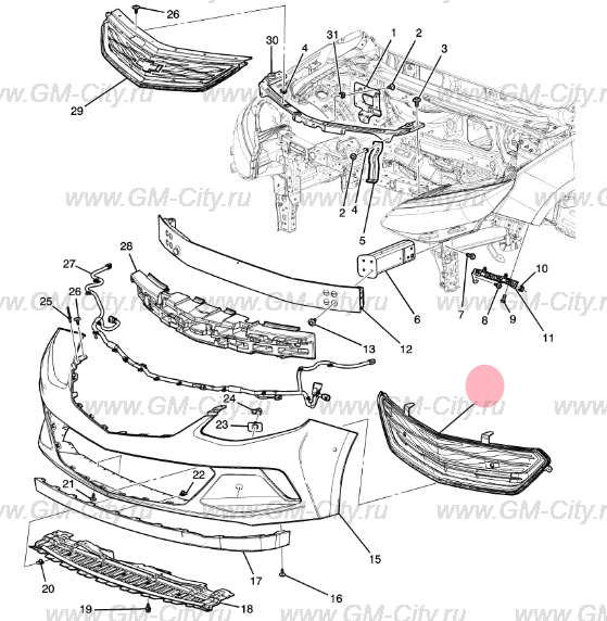Решетка бампера переднего купить для Chevrolet Volt II - 23289648