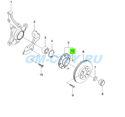 ШПИЛЬКА КОЛЕСА ПЕРЕДНЕГО купить для Chevrolet Aveo T250 - 94501734