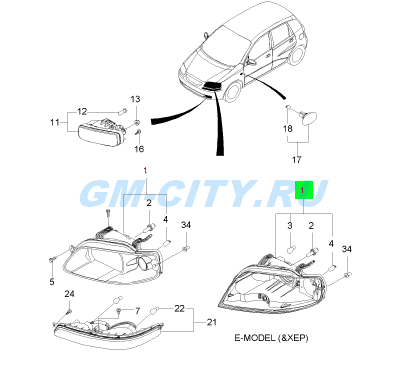 Фары передние и задние, противотуманные для Шевроле Авео Т200 в кузове ...