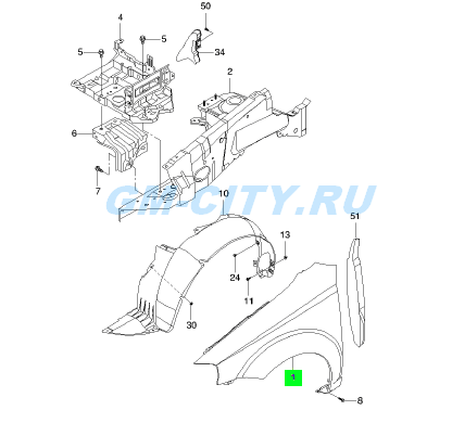 Переднее крыло для Шевроле Авео Т200 седан, хэтчбек, универсал, купить ...