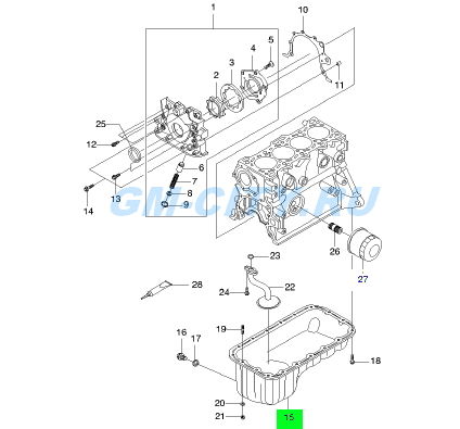ПОДДОН ДВИГАТЕЛЯ 0,8-1,2L купить для Chevrolet Spark M200 - 96518397