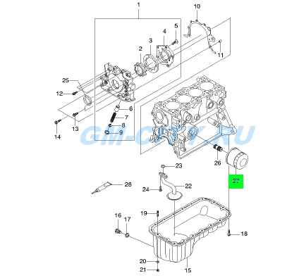 Фильтр масляный 0,8/1,2 купить для Chevrolet Aveo T200 - 25183779