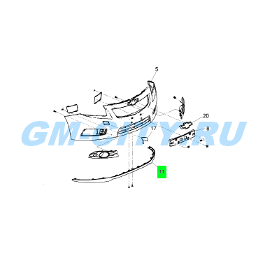 ЮБКА (ДЕФЛЕКТОР) ПЕРЕДНЕГО БАМПЕРА купить для Chevrolet Cruze - 96832929