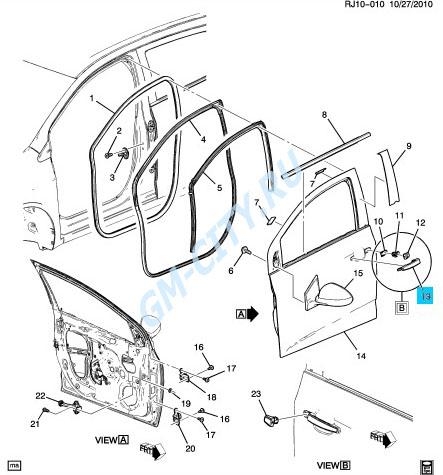 РУЧКА ДВЕРИ ВНЕШНЯЯ ПОД ОКРАС купить для Chevrolet Aveo T300 - 92233089