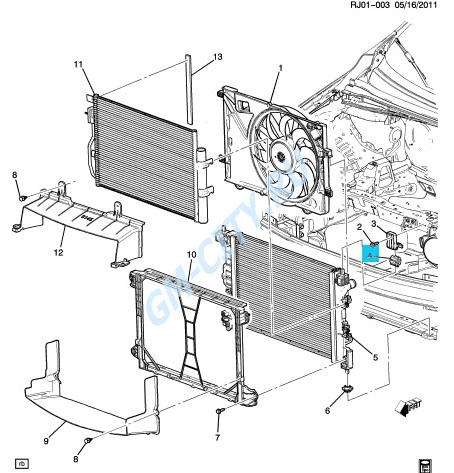 ОТБОЙНИК РАДИАТОРА ВЕРХНИЙ купить для Chevrolet Aveo T300 - 13306606