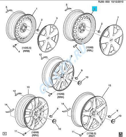 Диски, колпаки, датчик давления для Chevrolet Aveo T300 (Шевроле Авео Т300)