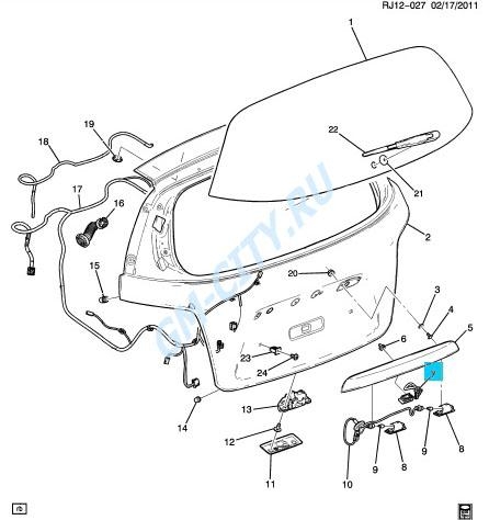 КНОПКА ОТКРЫТИЯ ЗАДНЕЙ ДВЕРИ купить для Chevrolet Aveo T300 - 96940890